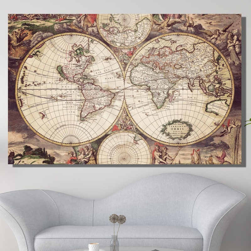 World Map Painting - Etsy