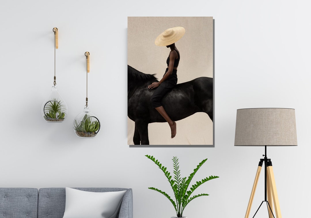 Black Woman Wall Art, Black Model Poster, Horse Riding Fine Art, Fashion Illustration ...