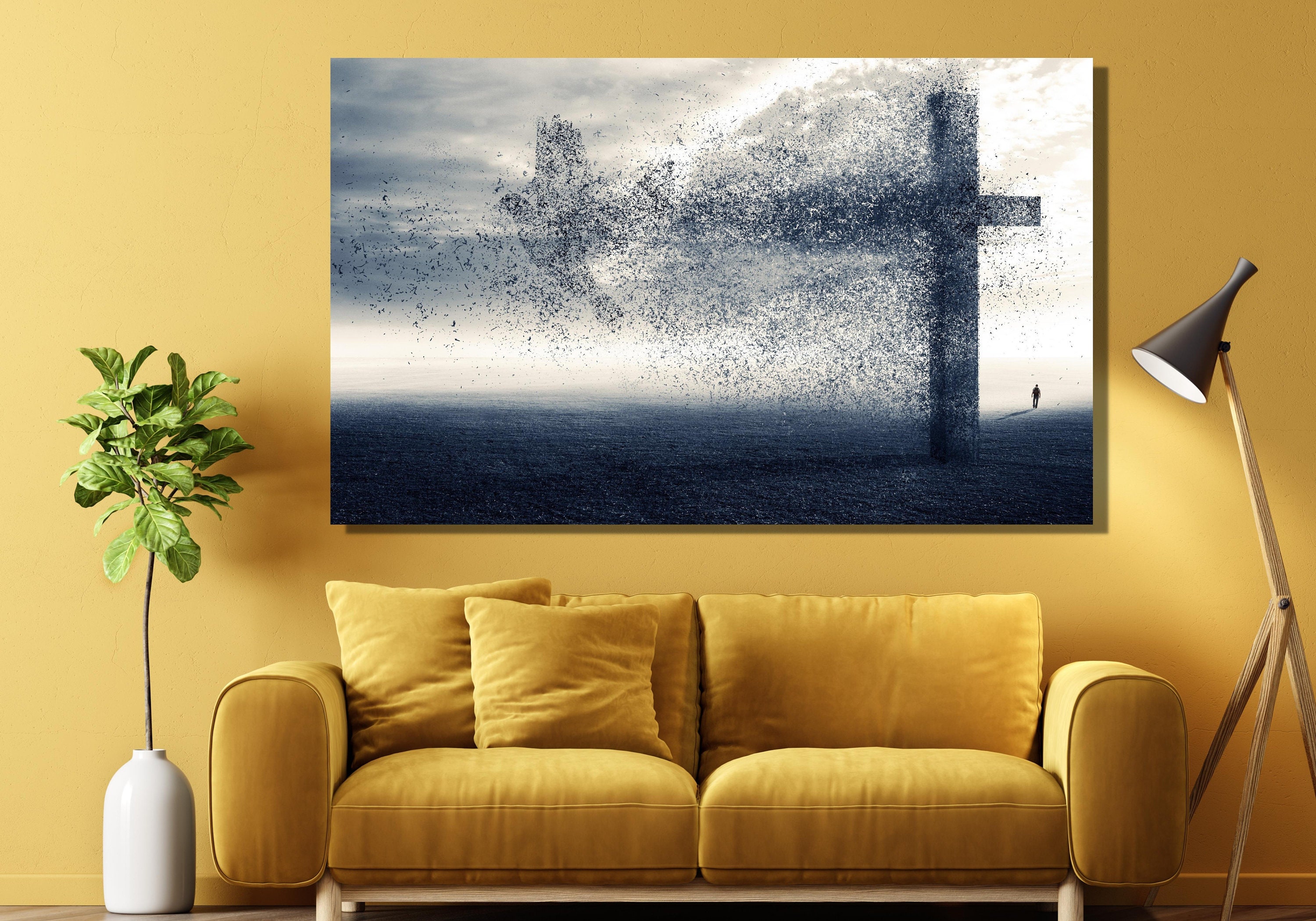 Church Wall Decor,church Logo Design, A Cross and Dove Wind Canvas Wall ...