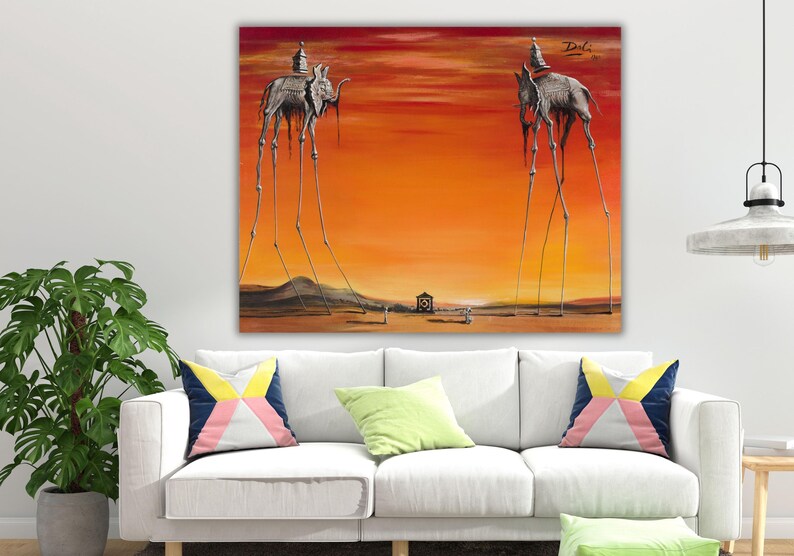 Salvador Dali the Elephants 1948 Canvas Wall Art, Dali Wall Art ...