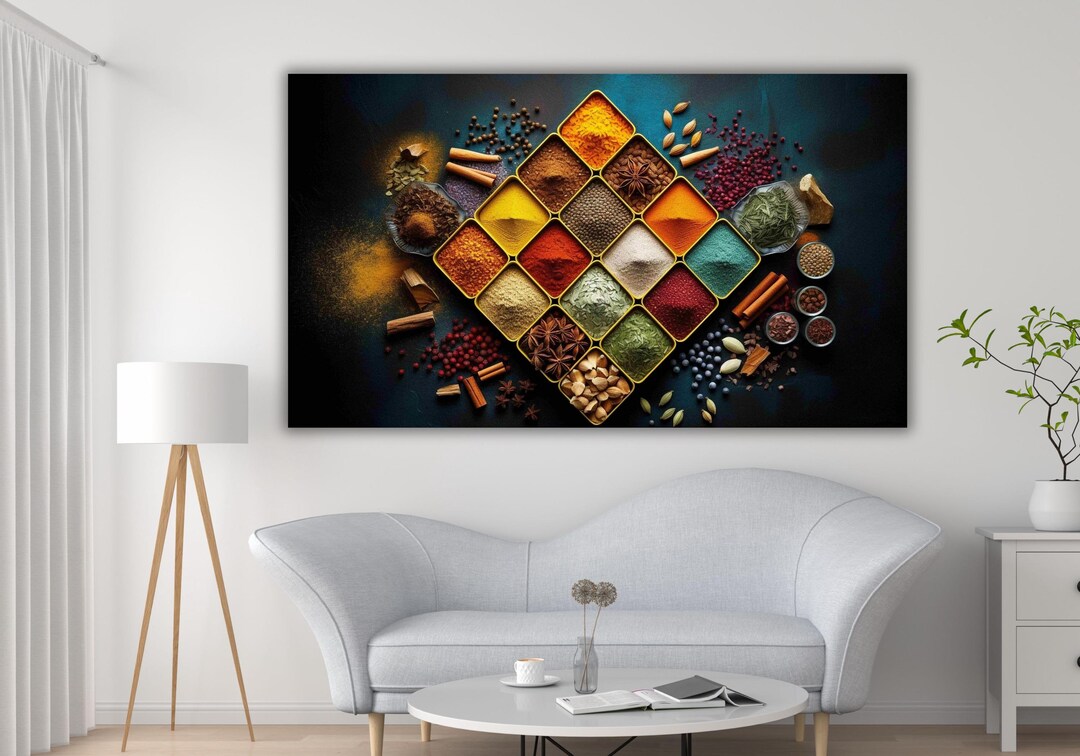Spices Kitchen Wall Decor, Spices Canvas Print, Colorful Spices Artwork ...