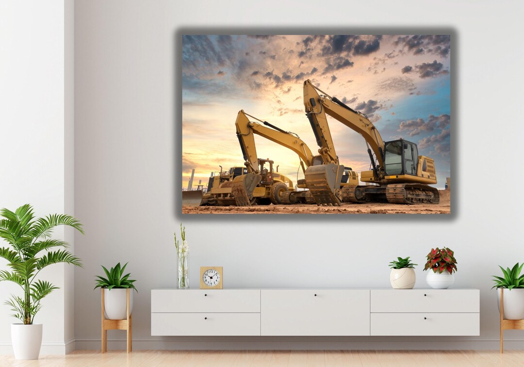 Excavator Canvas Wall Art, Industrial Wall Art Print,builder Gift ...