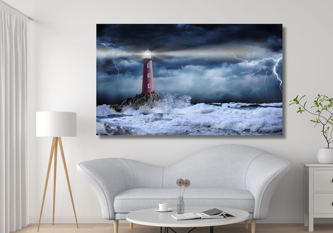 Lighthouse Canvas Wall Art Lighthouse Poster Art Nautical Wall Decor ...