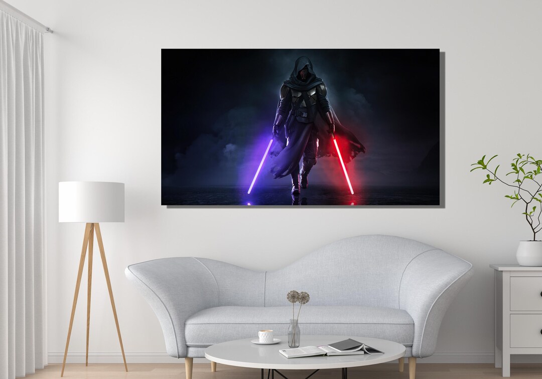 Starwars Canvas Poster Art Darth Raven Lightsaber Poster Hand Made ...