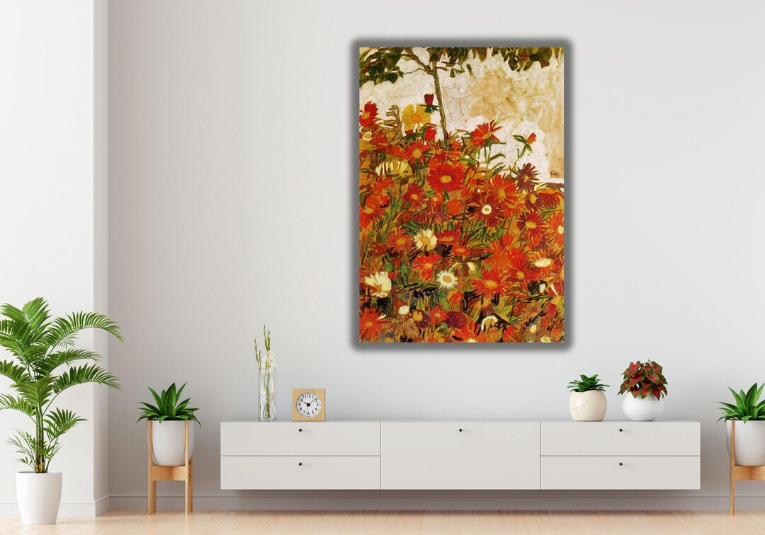 Field of Flowers by Egon Schiele Canvas Wall Art, Egon Schiele Wall Art ...