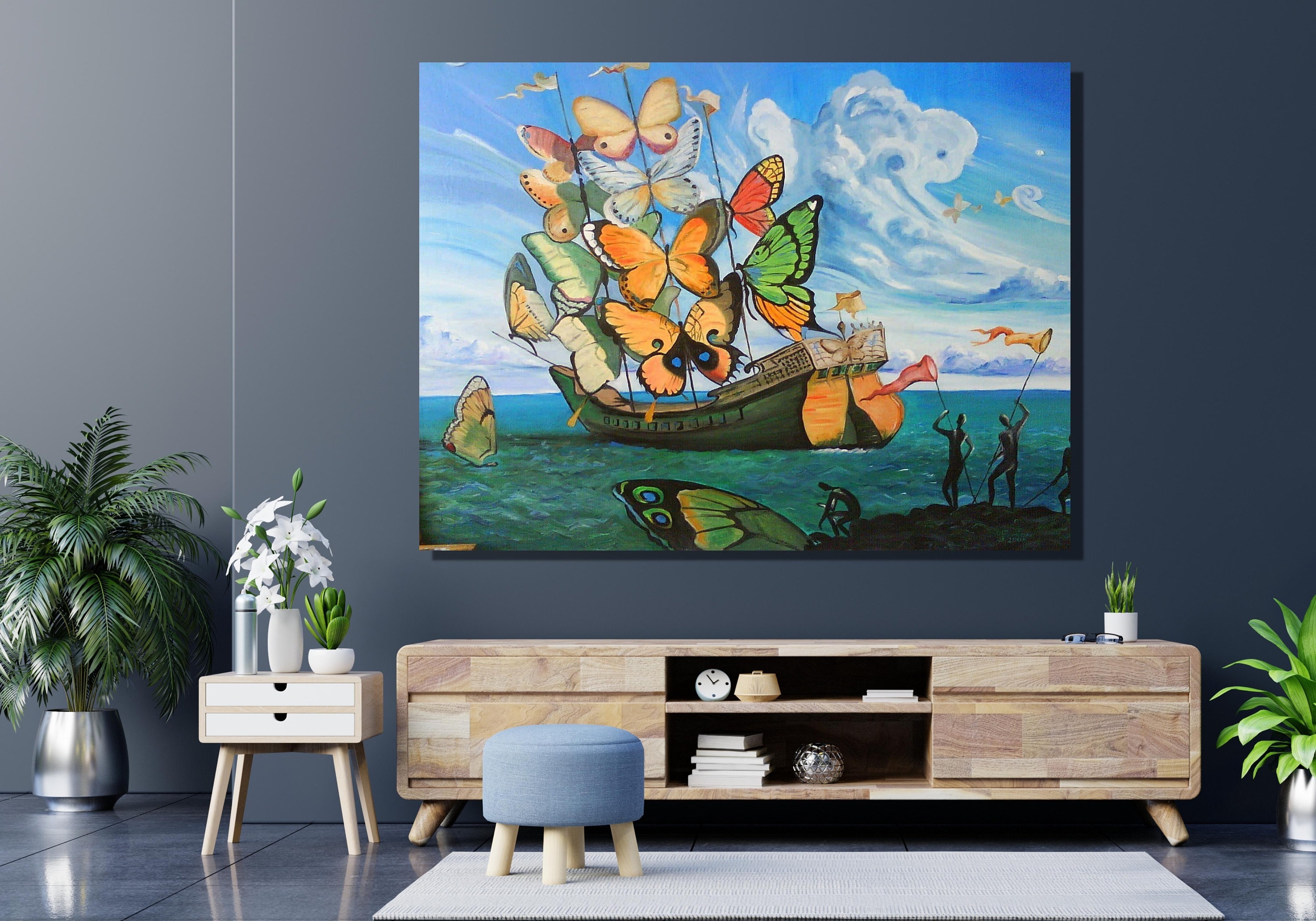 Ship With Butterfly Sails Canvas Art, Butterfly Boat, Dali Canvas ...