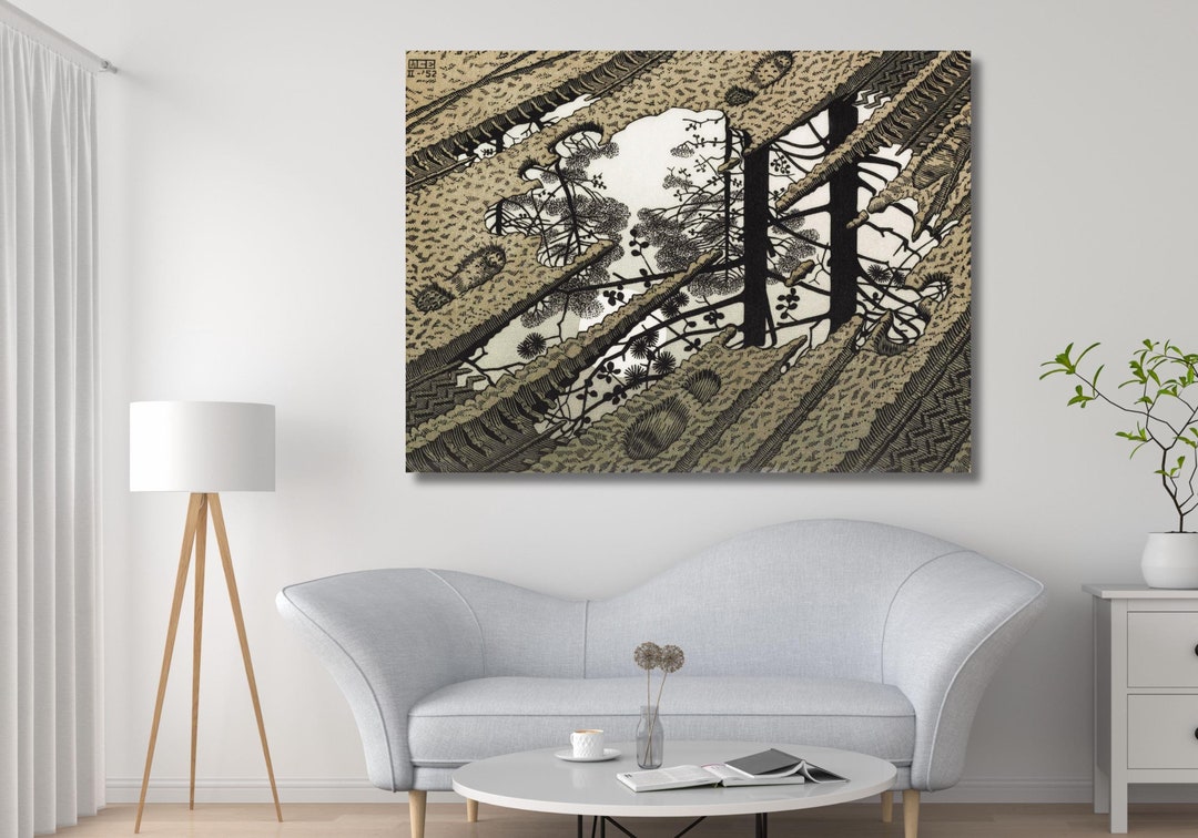 Maurits Cornelis Escher Puddle Canvas Art,maurits Cornelis Escher ...