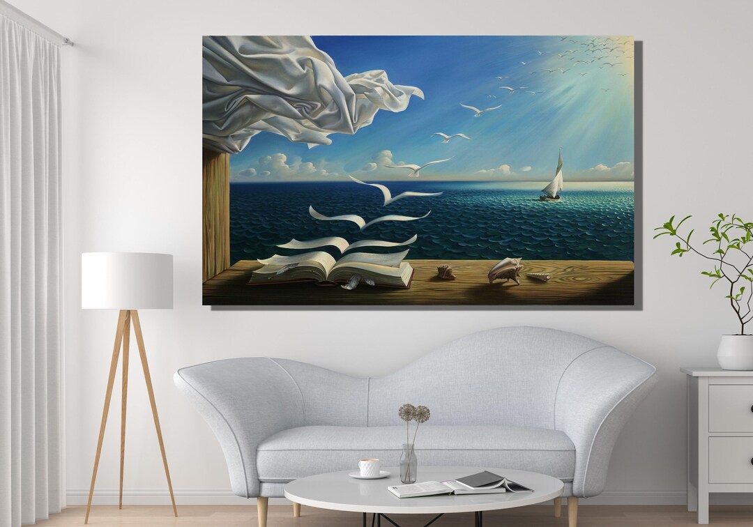 Salvador Dali Print Salvador Dali Book to Birds Canvas Wall Art ...