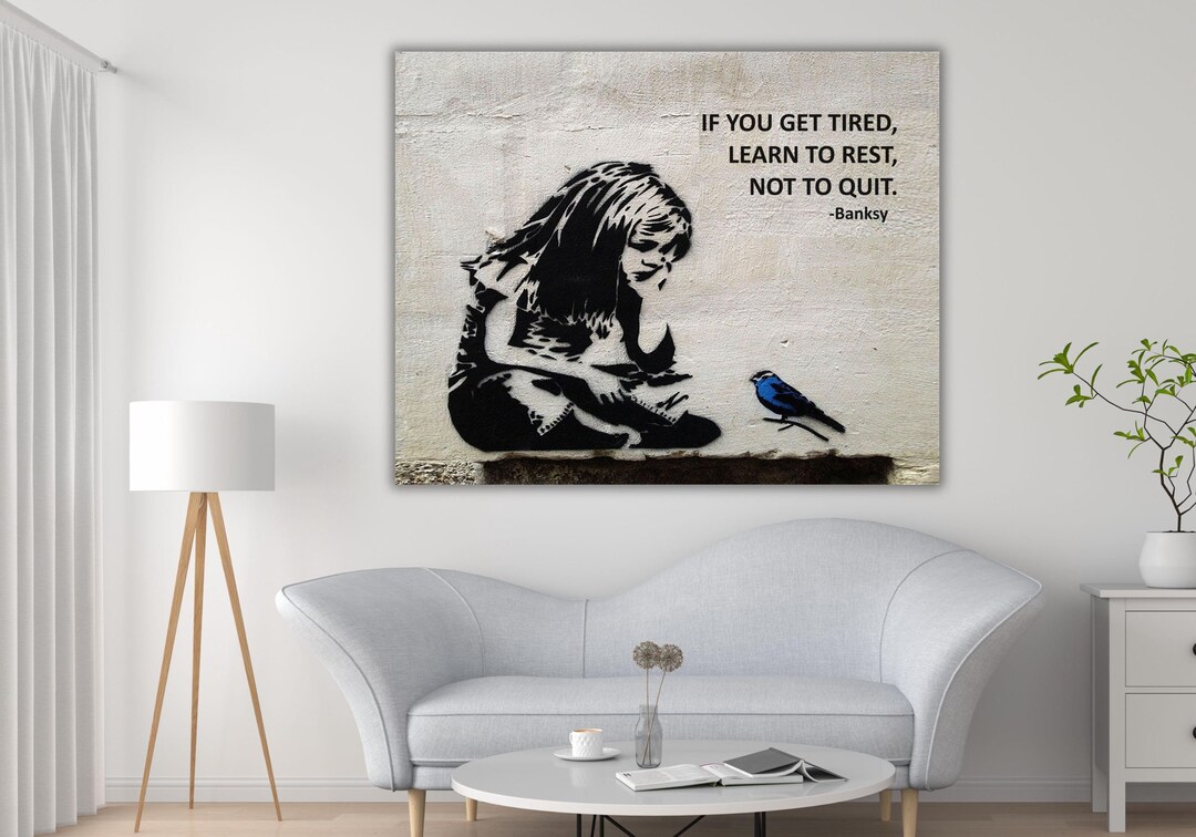 Banksy Girl With Bird Graffiti Canvas Print Wall Art, Banksy ...