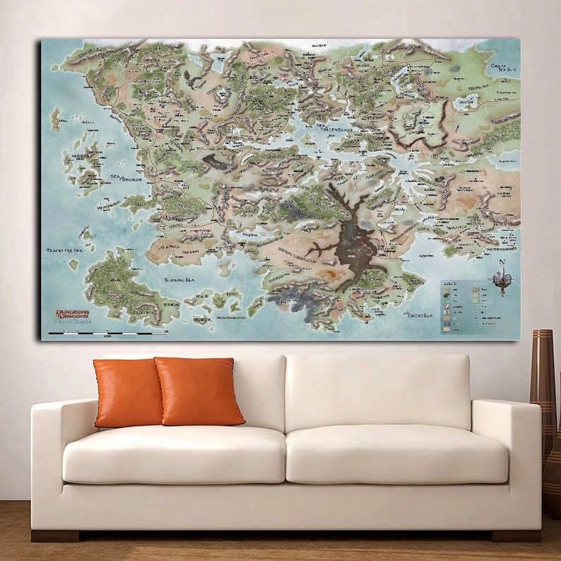 Dungeons & Dragons Canvas,dungeons and Dragons Map Wall Art, Dungeons ...