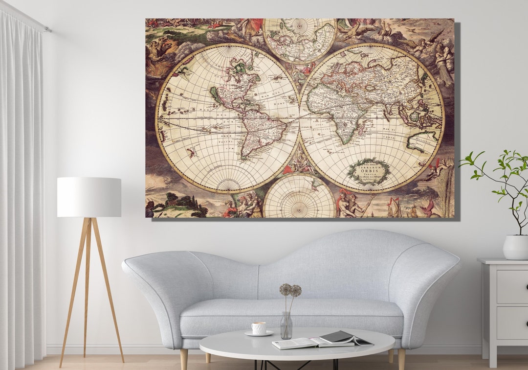 Mapa histórico del mundo, póster de mapa antiguo del mundo, arte de ...