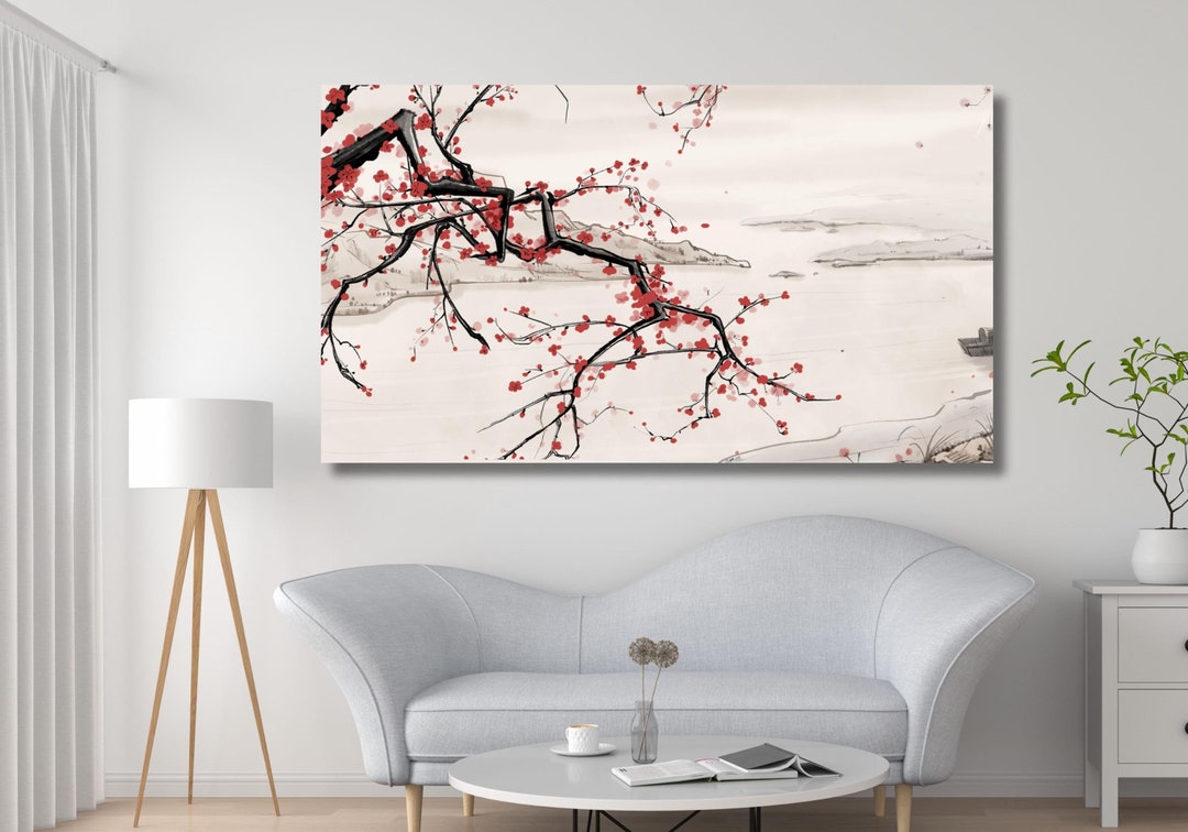 Japanese Sakura Wall Decor,japanese Flowering Cherry Blossom Art, Mount ...