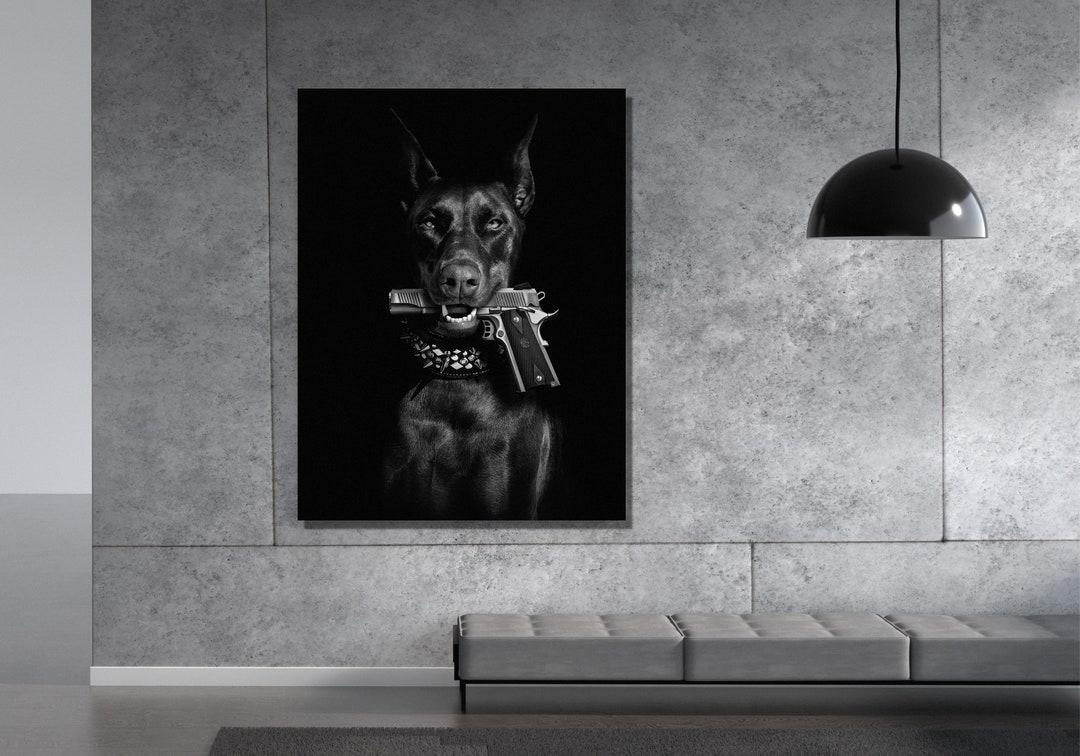 Doberman Gun Canvas Doberman Wild Dog Hypebeast Modern Luxury Fashion ...