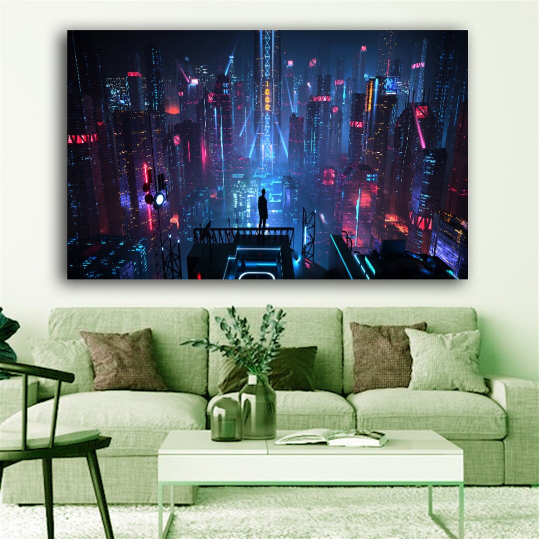 Cyberpunk City Neo Futuristic Canvas Poster, Canvas Print,cyberpunk ...