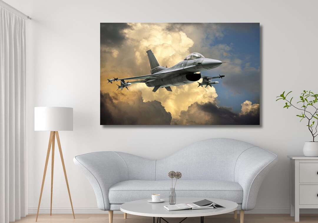 F-16 Fighter Jet Canvas,f-16 Plane Jet Fighter Painting, F-16 Military ...