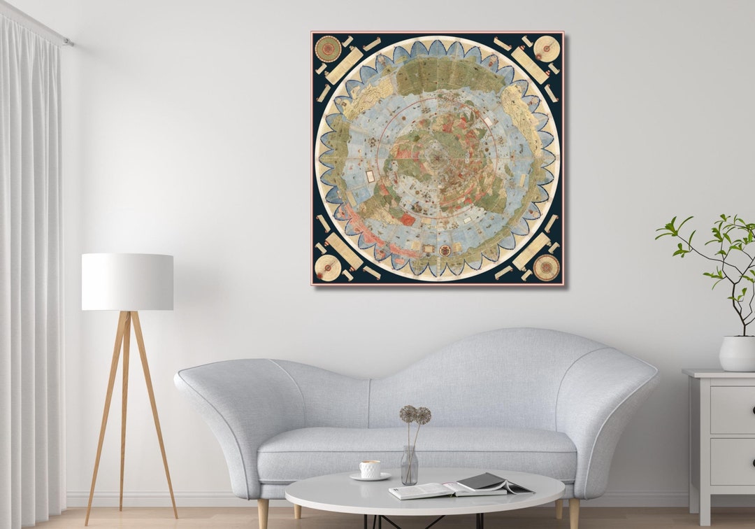 Ancient Flat Earth Map Canvas,lflat Earth Map by Monte Urbano Poster ...