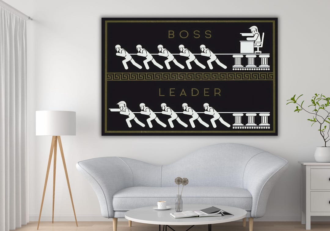 Boss Vs Leader Canvas Painting, Motivational Quote Wall Art, Leader ...