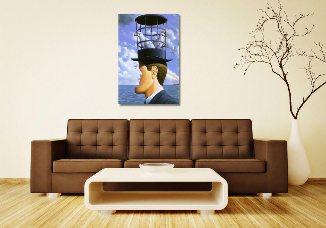 René Magritte Poster Wall Art,rené Magritte Mirror Face Doves Hat Cage ...