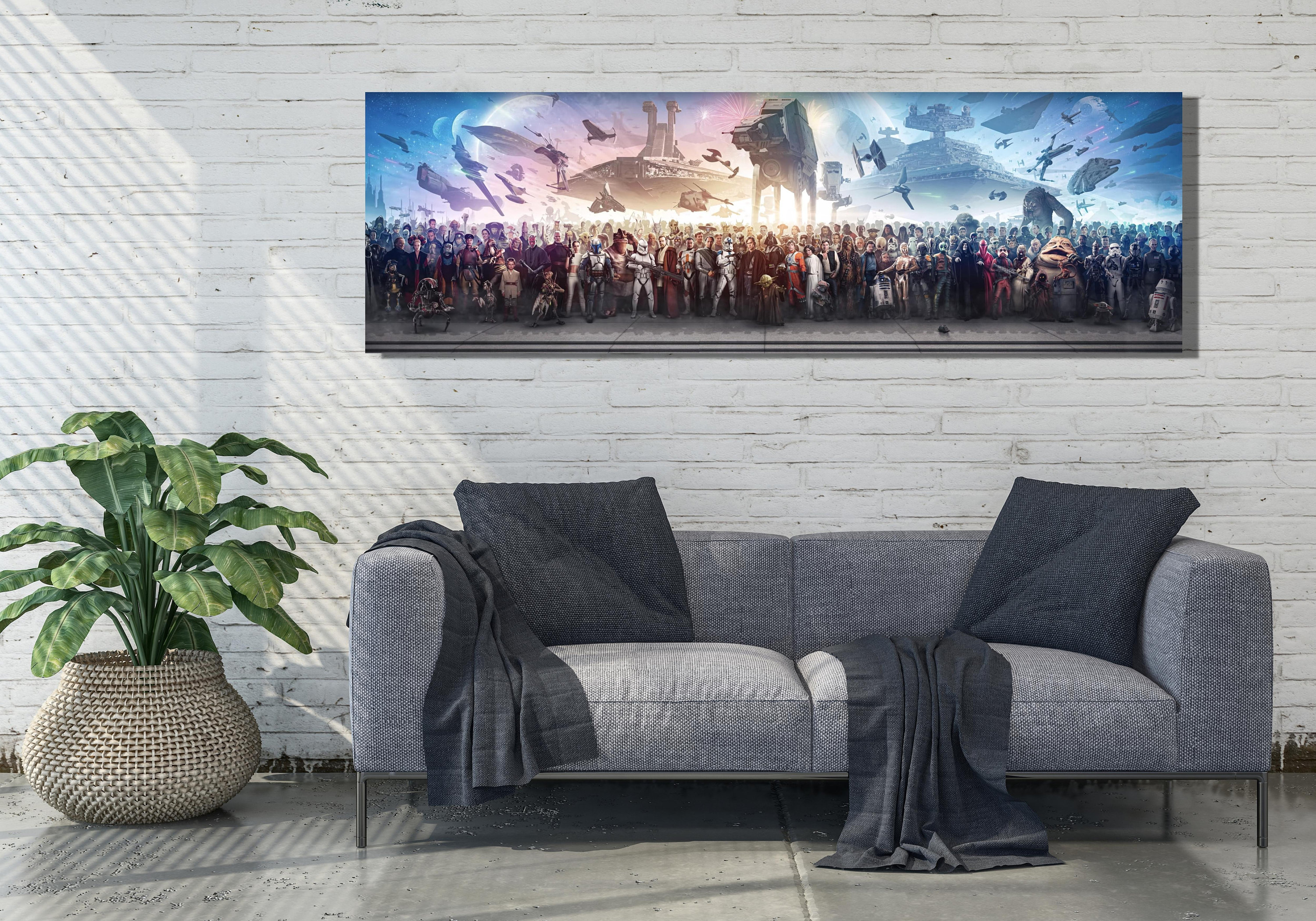 Full Character Set Movie Film Art Canvas Wall Art, Epic Star Wars ...
