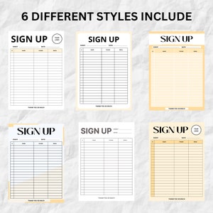 Editable Sign up Sheet Template, Printable Sign up Template, Sign up ...