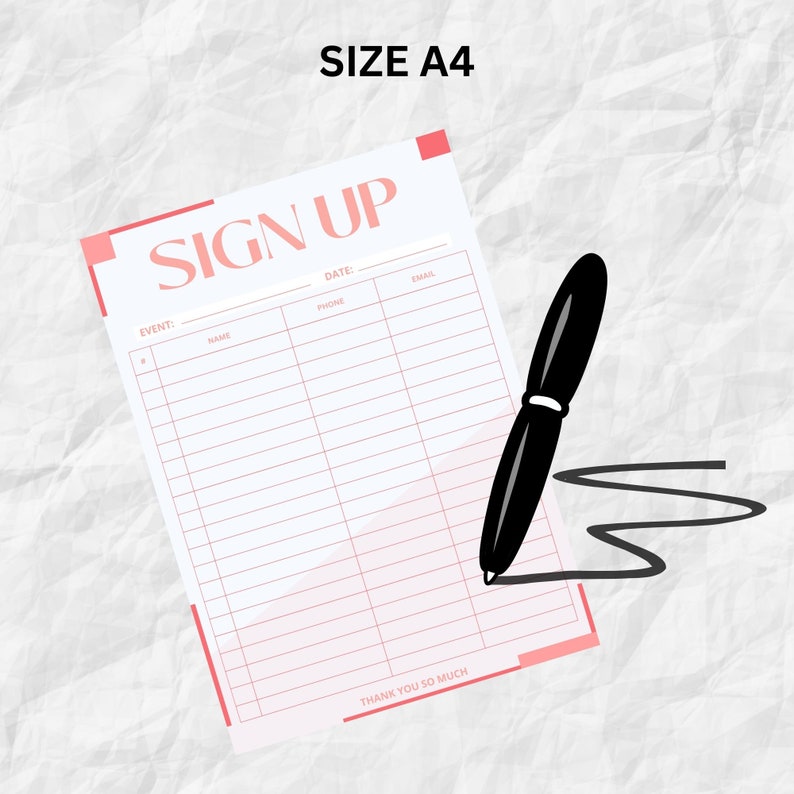 Editable Sign up Sheet Template, Printable Sign up Template, Sign up ...