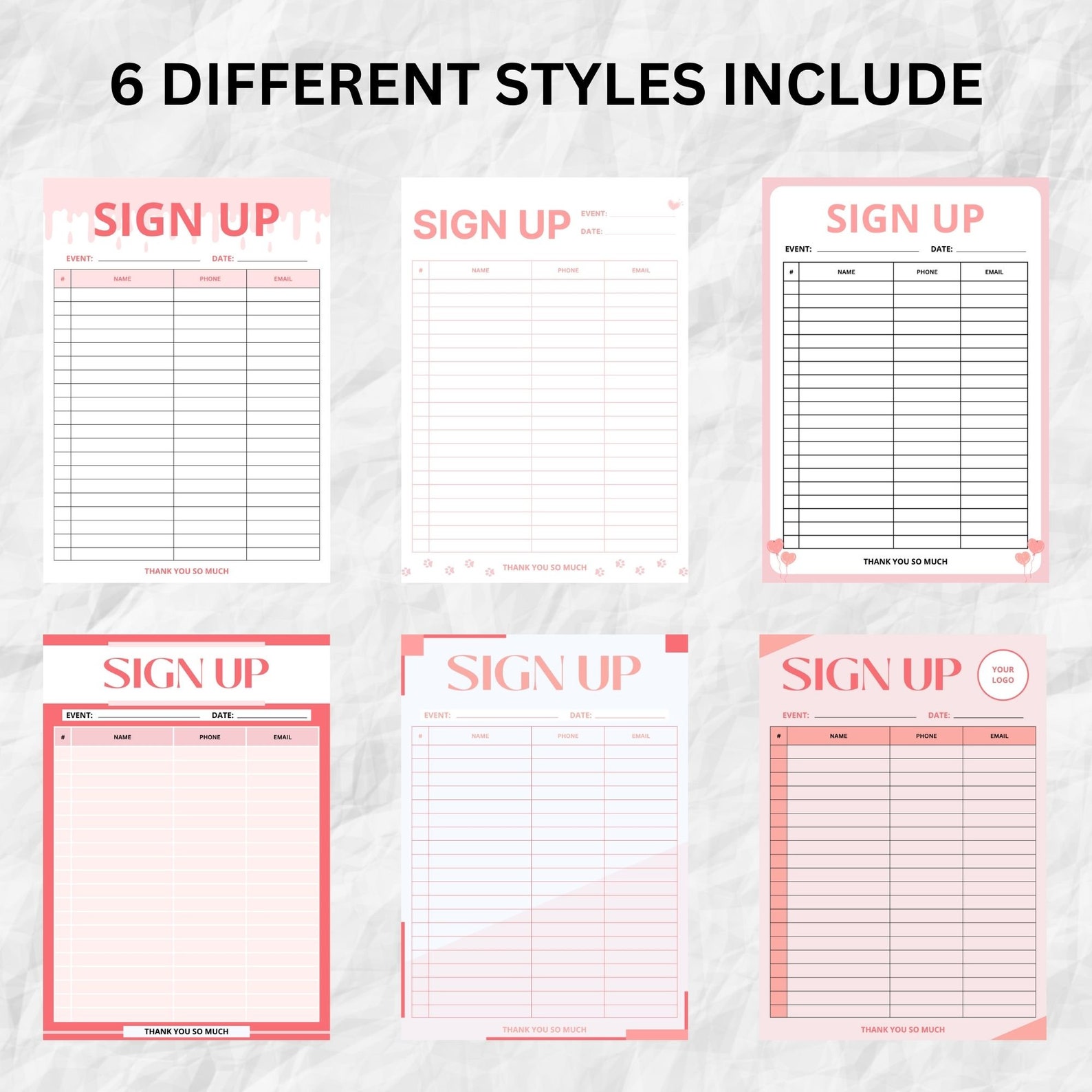 Editable Sign up Sheet Template, Printable Sign up Template, Sign up ...
