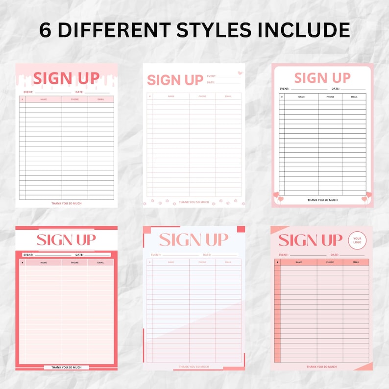 Editable Sign up Sheet Template, Printable Sign up Template, Sign up ...