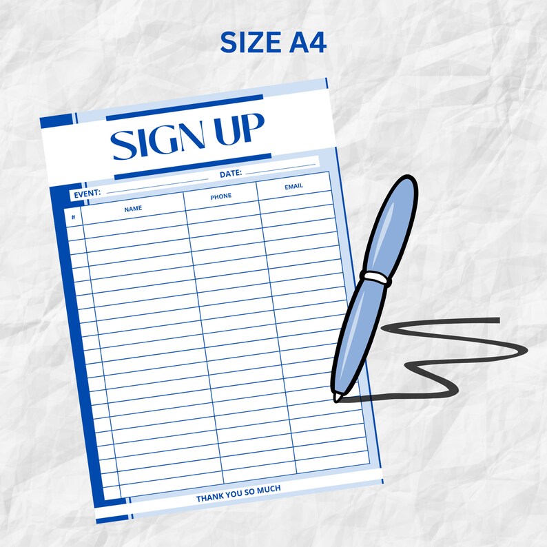 Editable Sign up Sheet Template: 6 Styles, Printable Form (digital ...