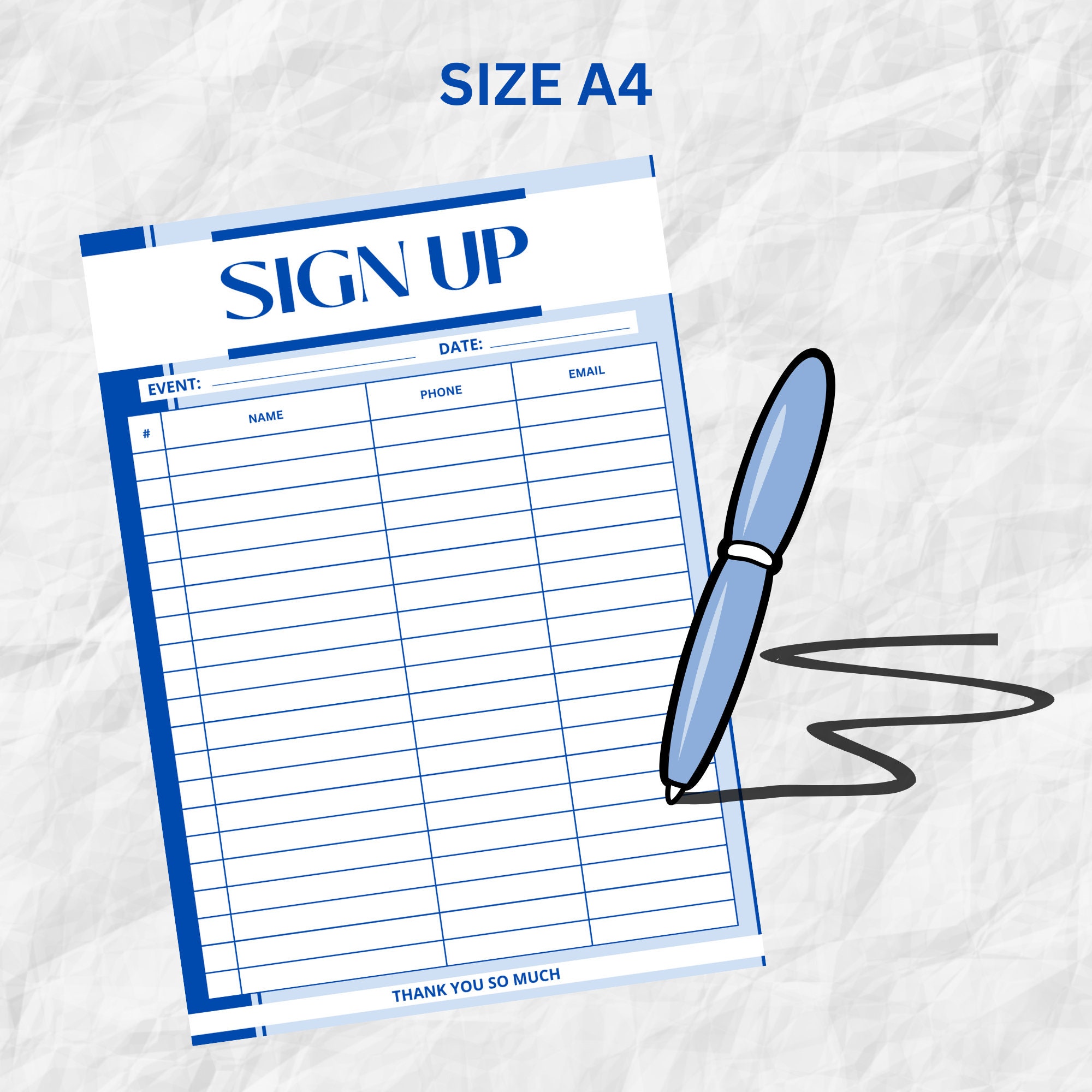Editable Sign up Sheet Template, Printable Sign up Template, Sign up ...