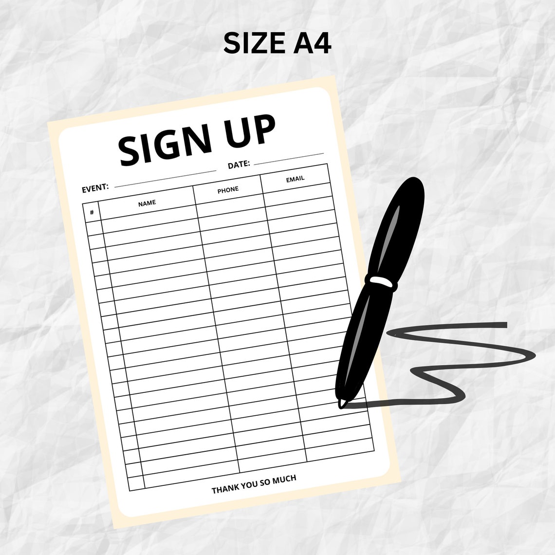 Editable Sign up Sheet Template, Printable Sign up Template, Sign up ...