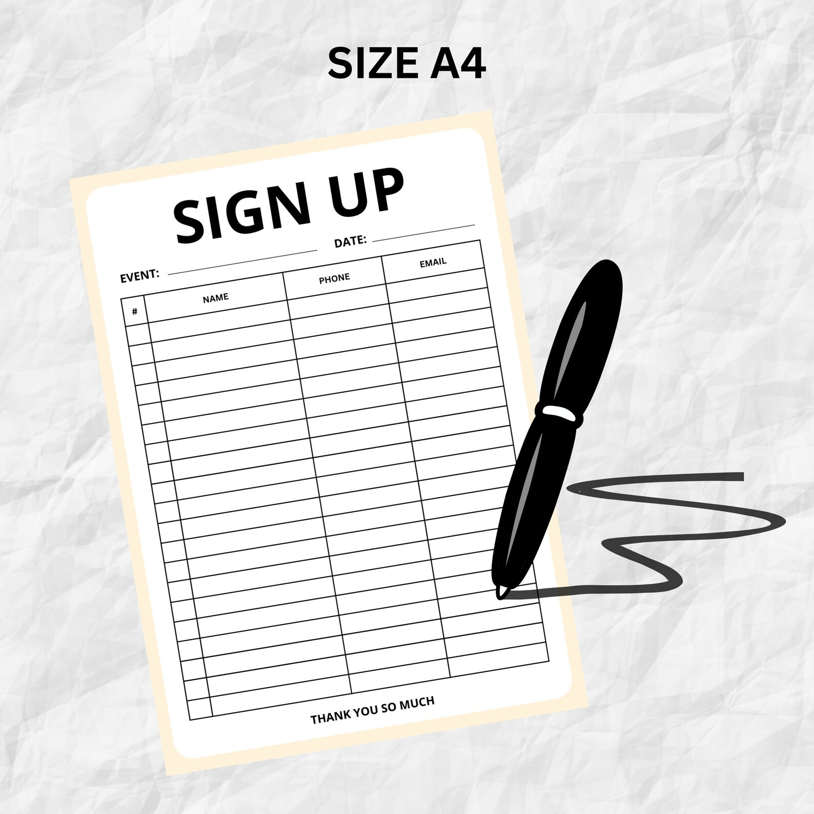 Editable Sign up Sheet Template, Printable Sign up Template, Sign up ...