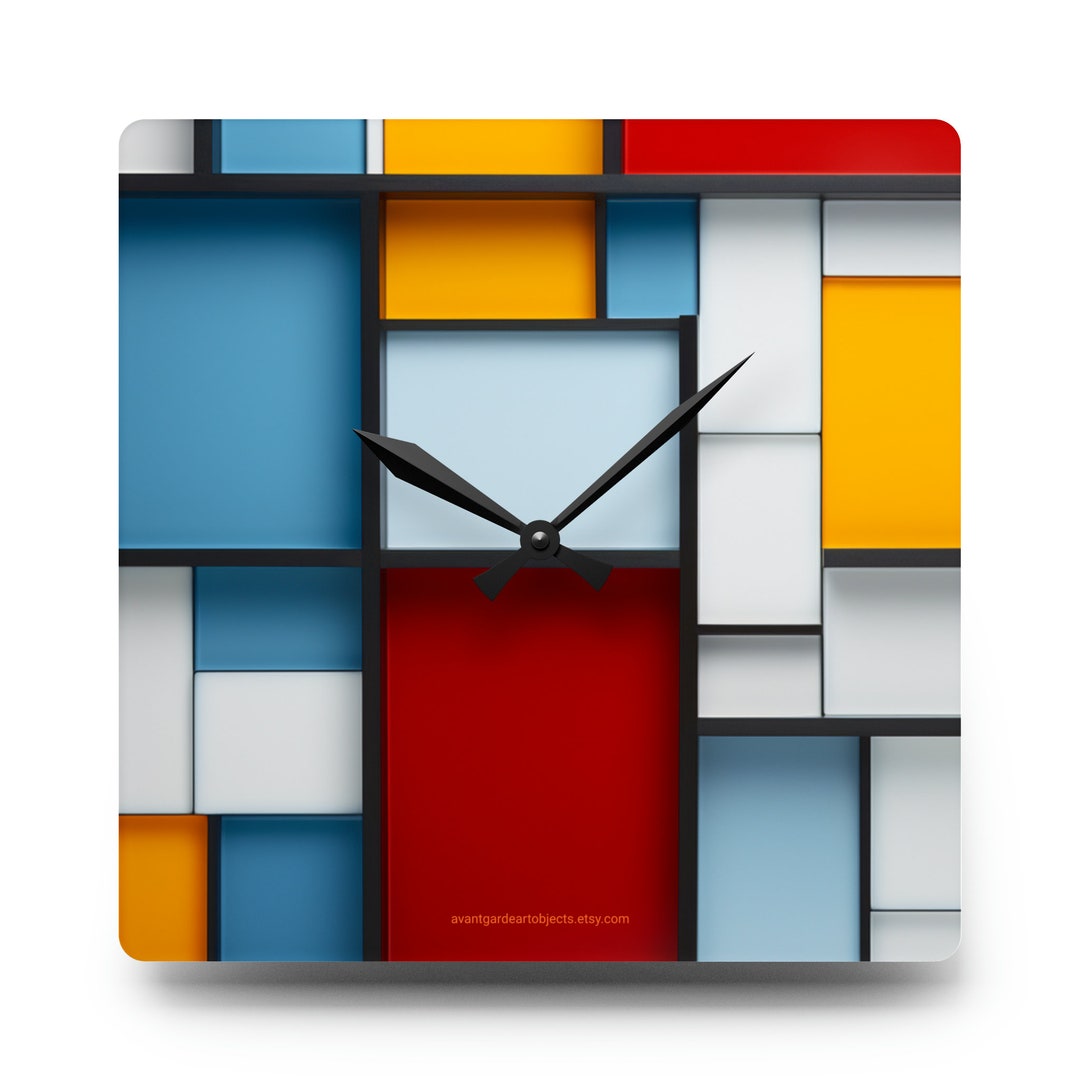 Piet Mondrian Inspired Acrylic Wall Clock. 2 Sizes Square or - Etsy