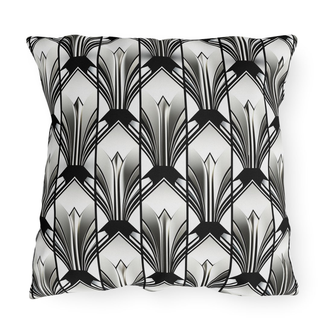 Art Deco Throw Pillow. Art Deco Motif on an Indoor or Outdoor White ...