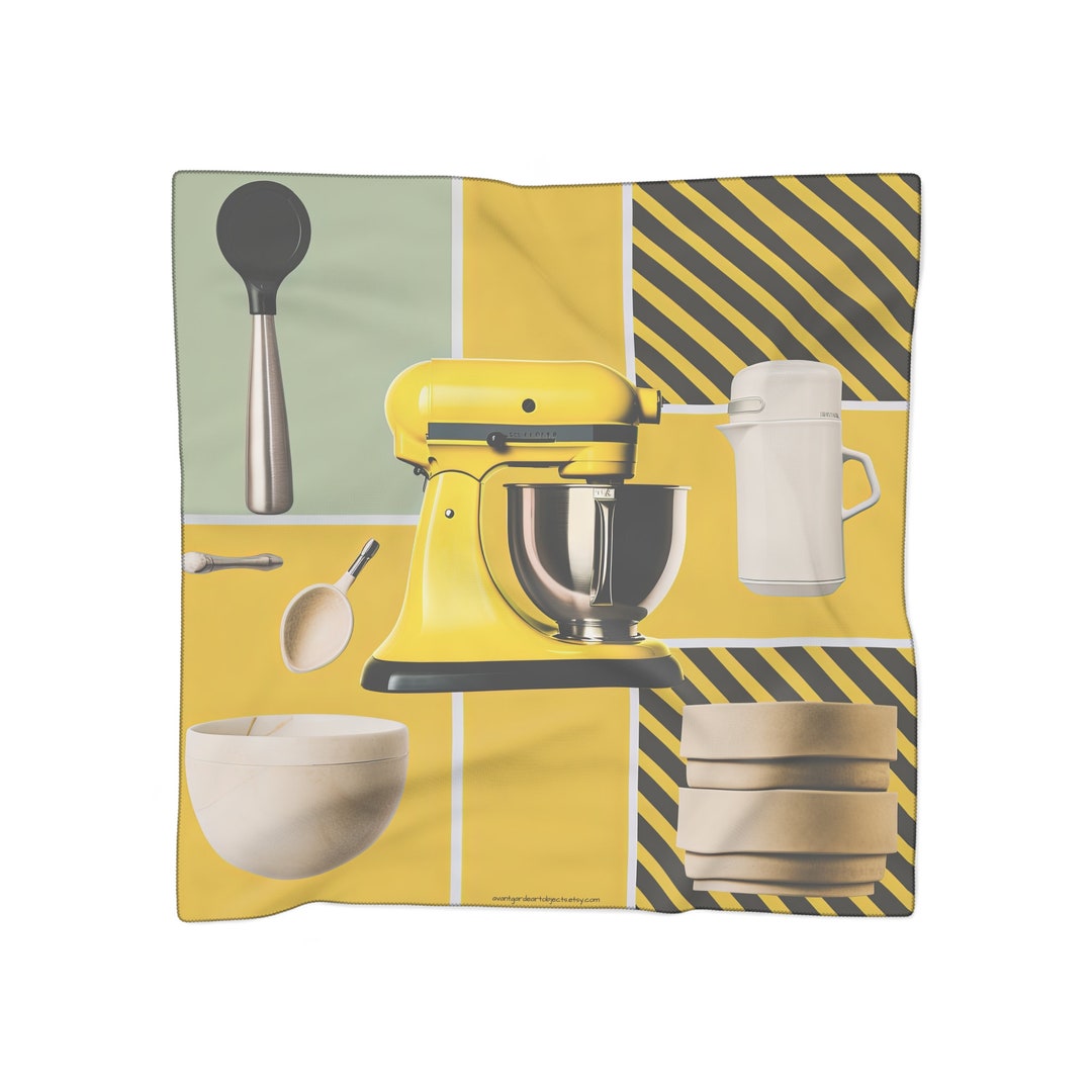 Mid-century Scarf. 2D Culinary Design of stylized Kitchen Utensils in ...