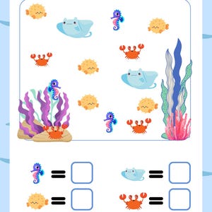 Preschool Math Worksheets 1–10 | Ocean Animal Printable Activities for ...