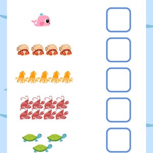 Preschool Math Worksheets 1–10 | Ocean Animal Printable Activities for ...