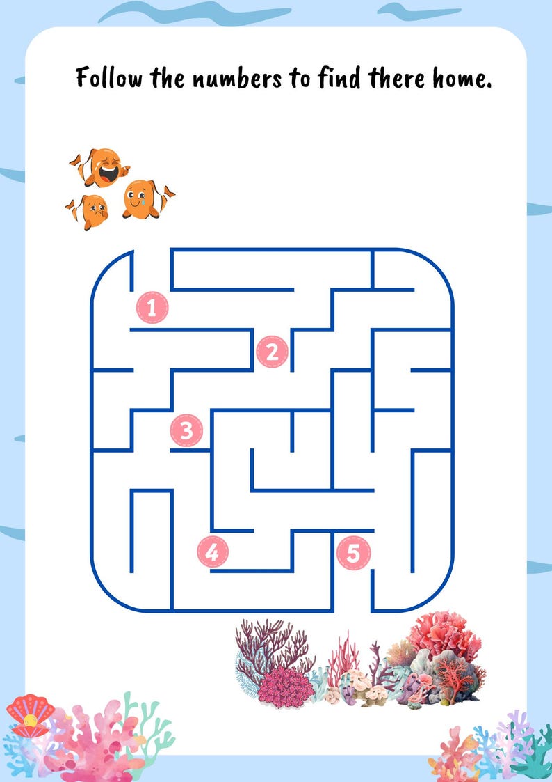 Preschool Math Worksheets 1–10 | Ocean Animal Printable Activities for ...