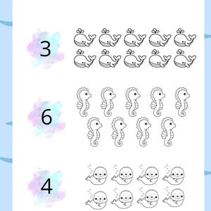 Preschool Math Worksheets 1–10 | Ocean Animal Printable Activities for ...