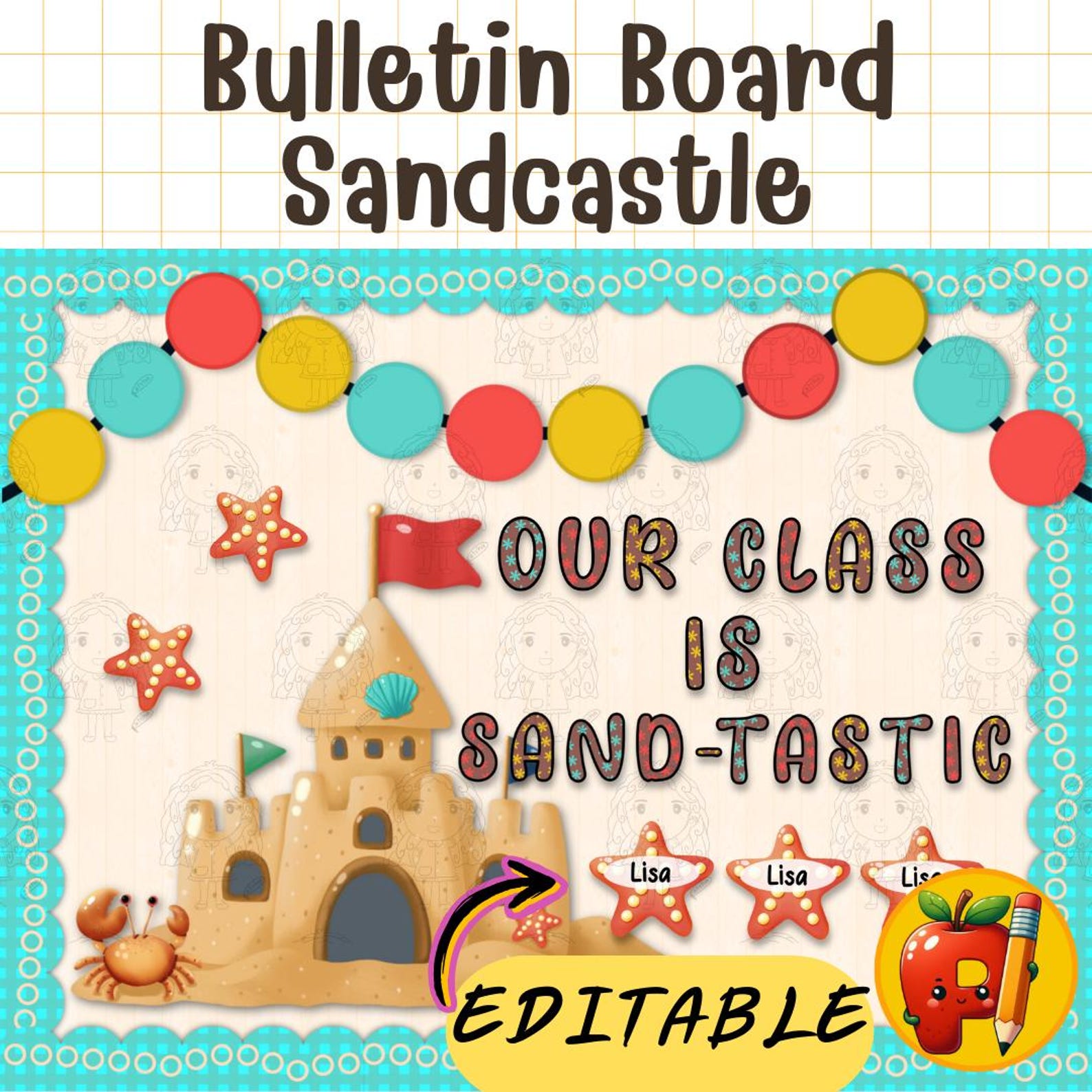 Sandcastle Bulletin Board Kit | Beach Theme Classroom Decor | Summer ...