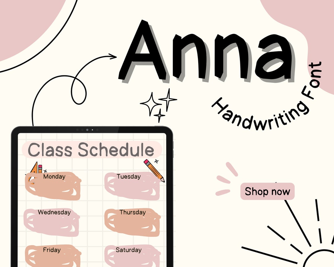 Anna Handwriting Font, Digital Font, Cute Font, Goodnotes Font ...