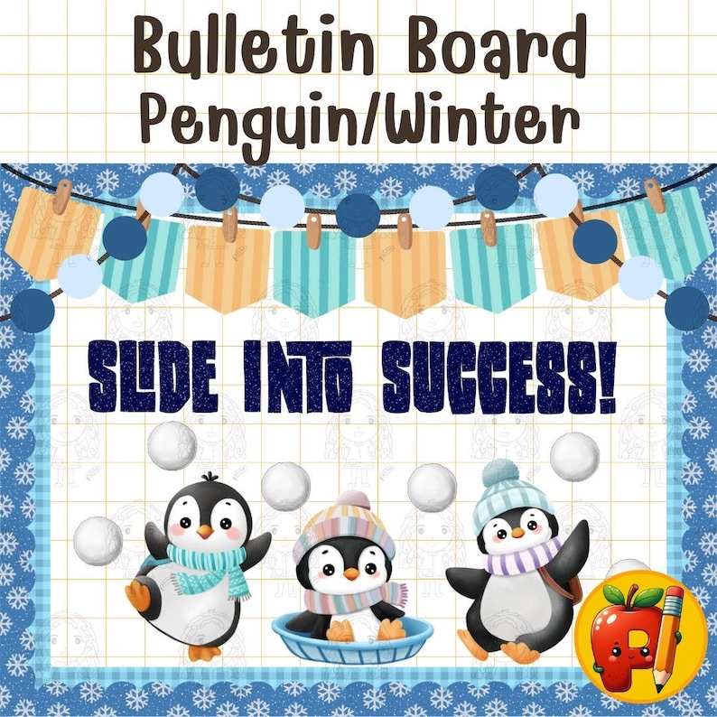 Penguin Winter Bulletin Board Kit: Winter Classroom Decor (digital ...