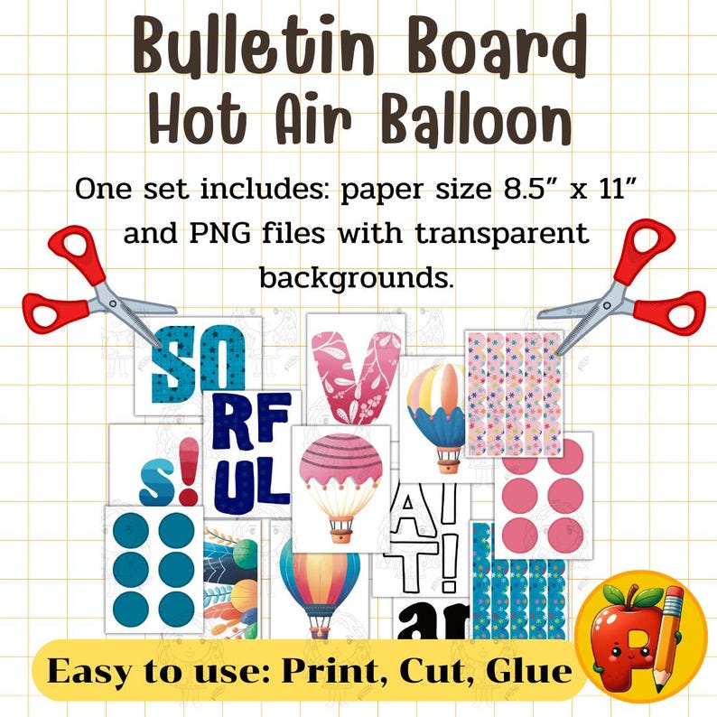 Hot Air Balloon Bulletin Board Kit: Motivational Classroom Decor ...