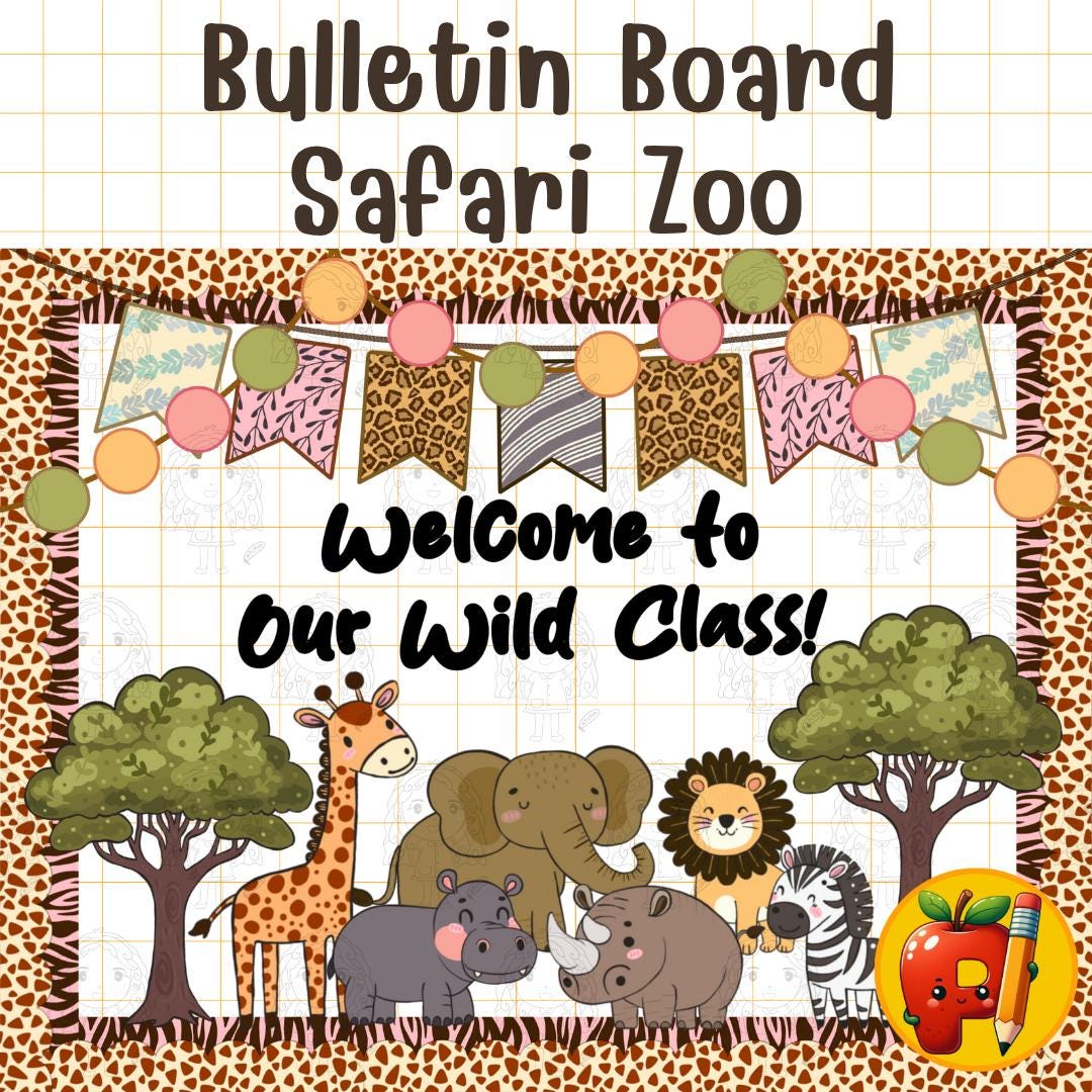 Safari Zoo Bulletin Board Kit: Jungle Classroom Decor (PDF & PNG Files ...