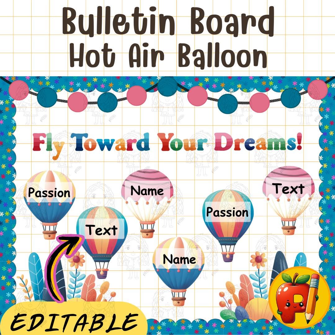 Hot Air Balloon Bulletin Board Kit: Motivational Classroom Decor ...