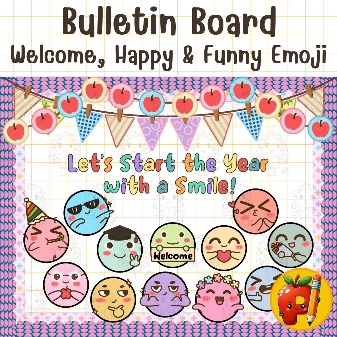 Emoji Bulletin Board Kit: Back to School Classroom Decor (printable PDF ...