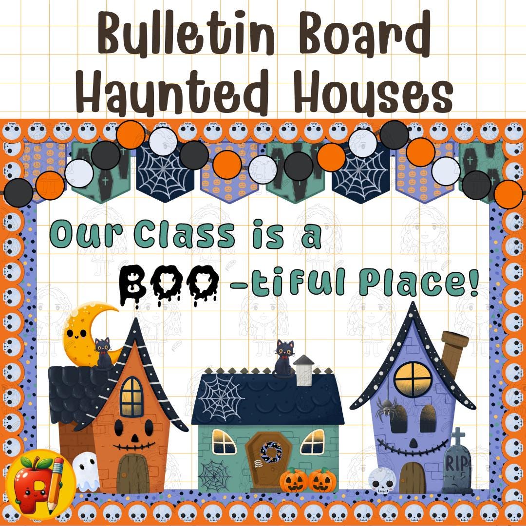 Haunted House Halloween Bulletin Board Kit: Spooky Classroom Decor ...