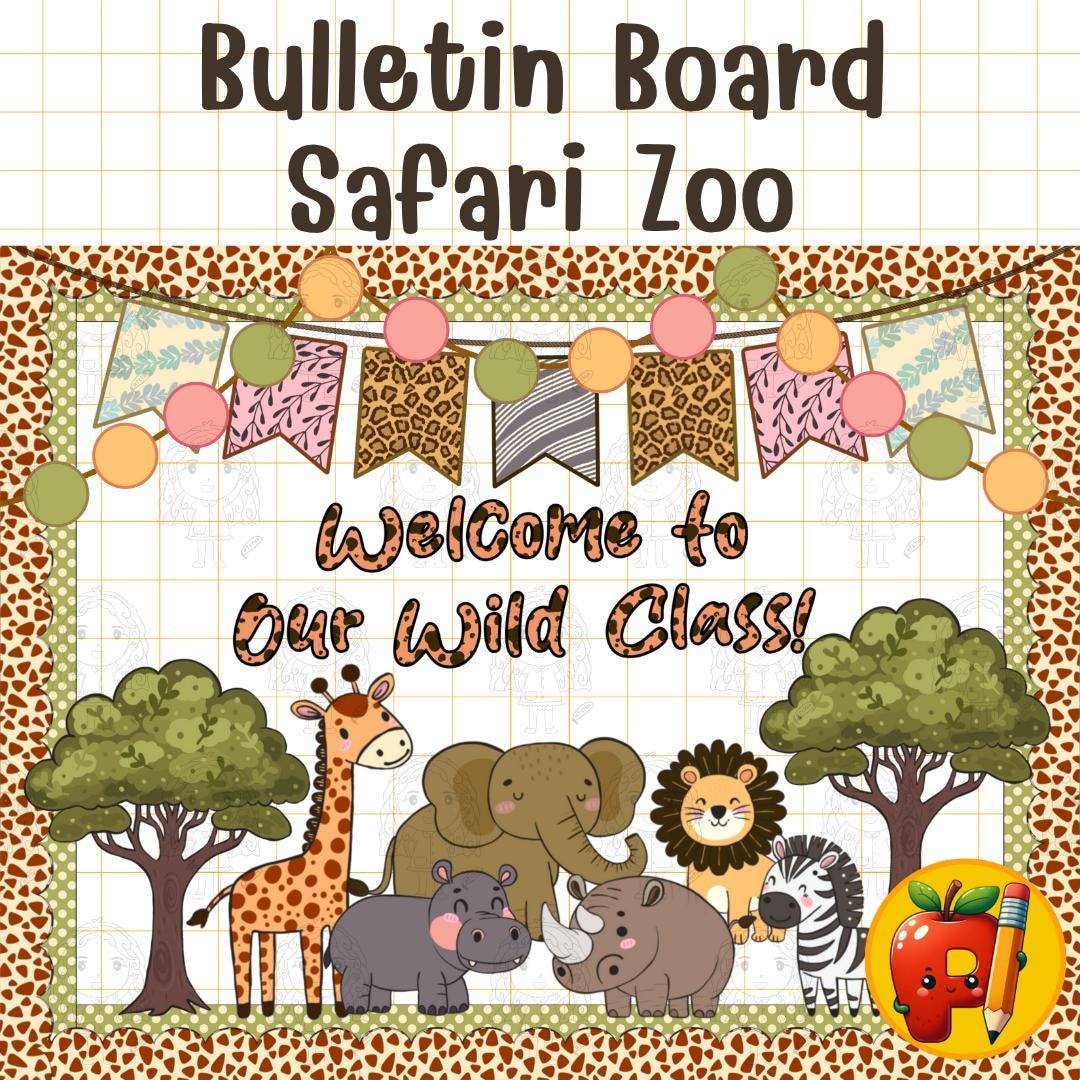 Safari Zoo Bulletin Board Kit: Jungle Classroom Decor (PDF & PNG Files ...