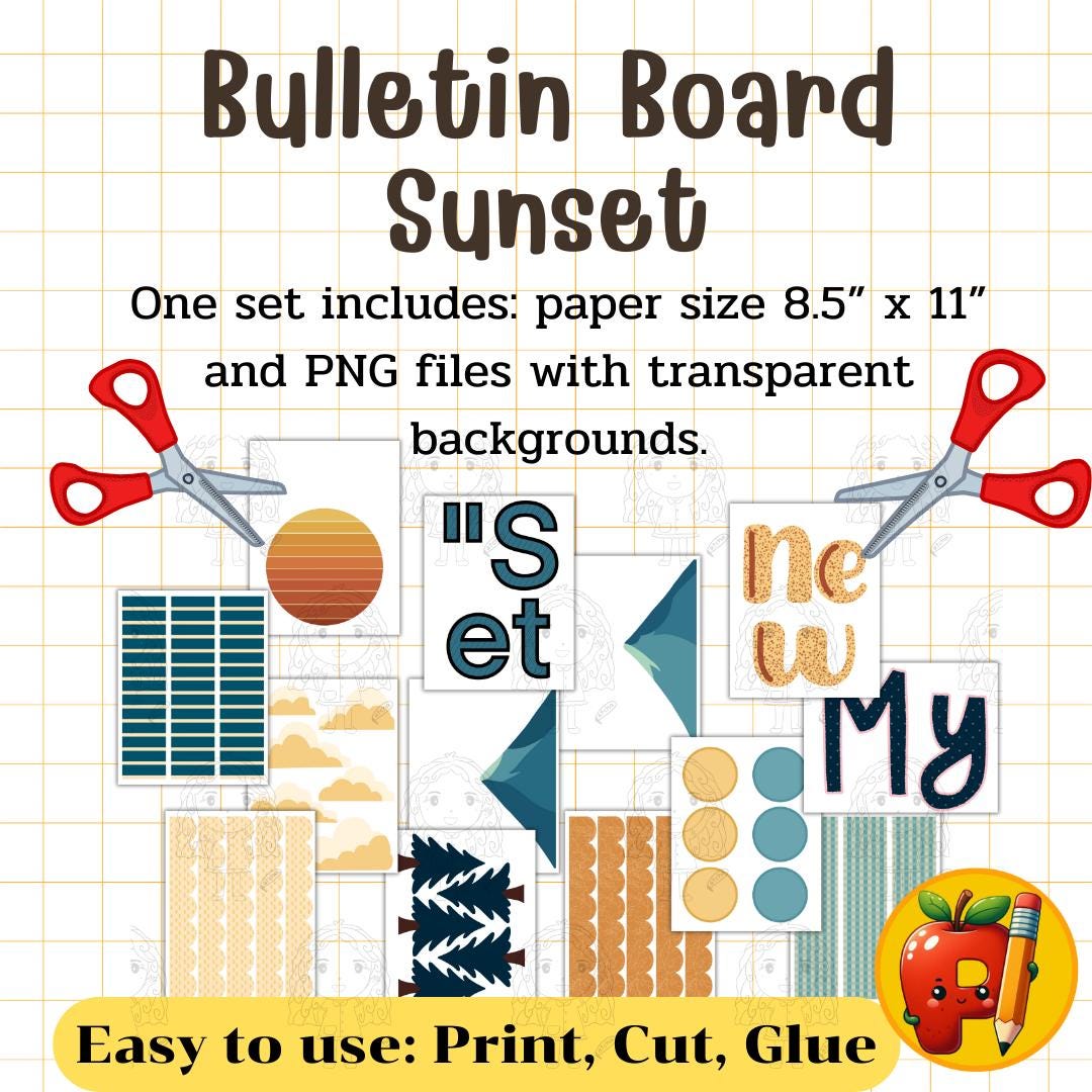 Sunset Bulletin Board Kit | Motivational Classroom Decor | Instant ...