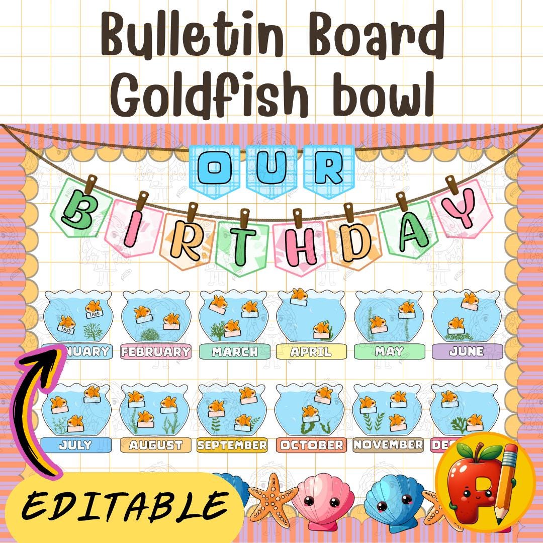 Goldfish Birthday Chart Bulletin Board Kit: Under the Sea Classroom ...