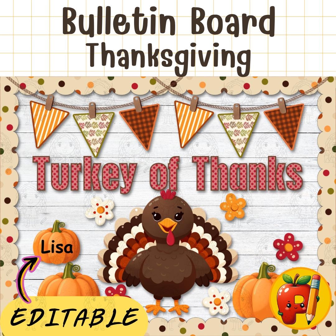 Thanksgiving Bulletin Board Kit: Turkey Theme Classroom Decor ...